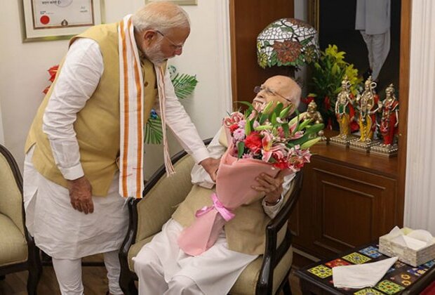 PM Modi meets L K Advani on 97th birthday, hails his contribution in ...