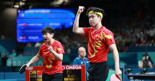 (PARIS2024)In pics: China's Wang and Sun win table tennis mixed doubles ...
