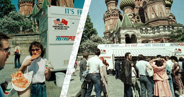 How did pizza first appear in the Soviet Union