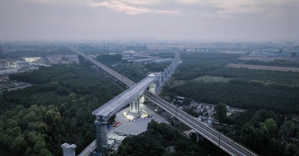 CHINA-HEBEI-XIONG'AN-XINZHOU HIGH SPEED RAILWAY-SWIVEL BRIDGE-ROTATION (CN)