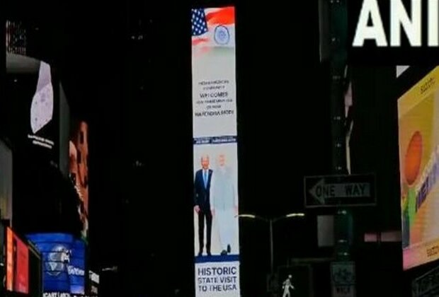Times Square displays banner welcoming PM Modi on his maiden State ...