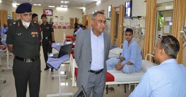 Delhi: Army chief with his wife visits Base Hospital ahead of Diwali