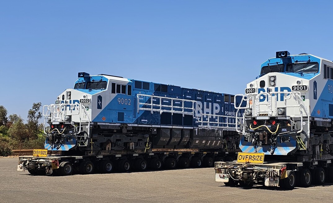 BHP's battery-electric locos hit Port Hedland