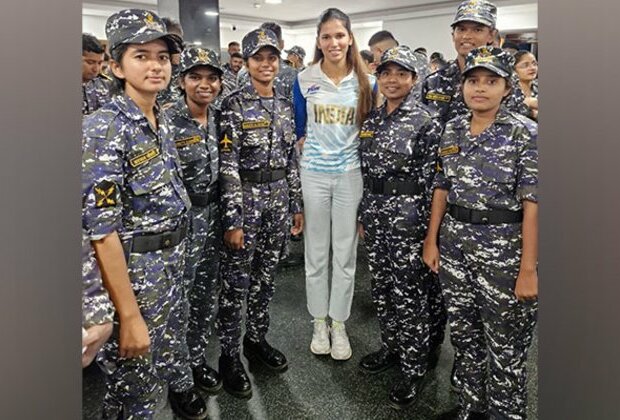 INS Satvahana felicitates Olympian Jyothi Yarraji