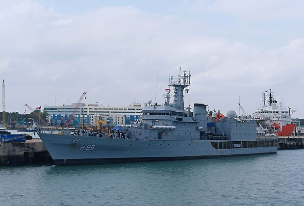 Indian Navy's first training squadron arrives at Changi Naval Base in ...