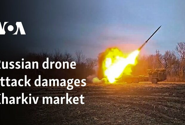 Russian drone attack damages Kharkiv market
