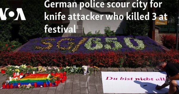 German police scour city for knife attacker who killed 3 at festival
