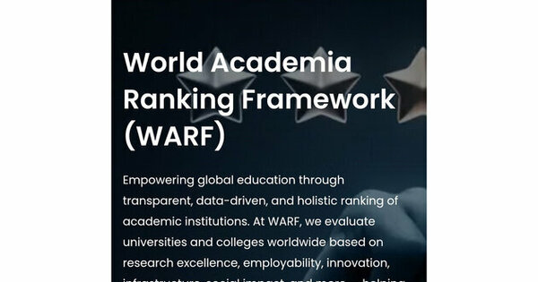 WARF (World Academia Ranking Framework) released ranking of Top ...