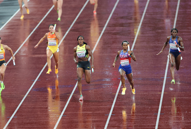 (SP)JAPAN-TOKYO-ATHLETICS-WORLD ATHLETICS CHAMPIONSHIPS-WOMEN'S 4x100M ...