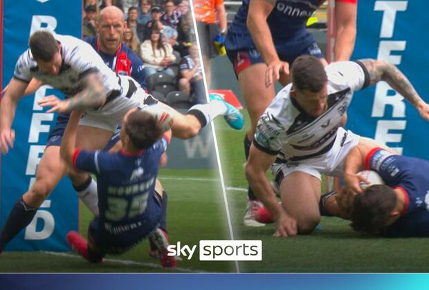 Hull FC v Hull KR - Cade Cust sees red as he flattens Arthur Mourgue