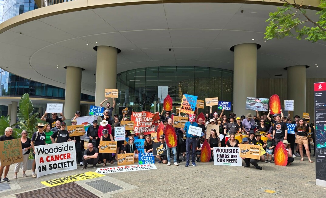 Woodside headquarters hit with snap protest