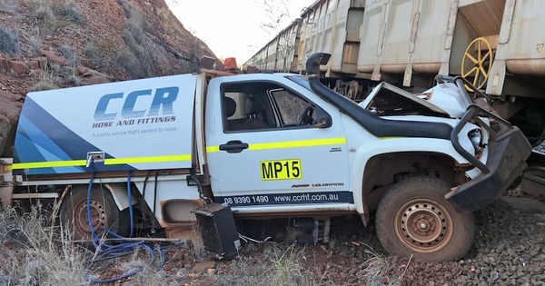 Rio Tinto train hits stolen car