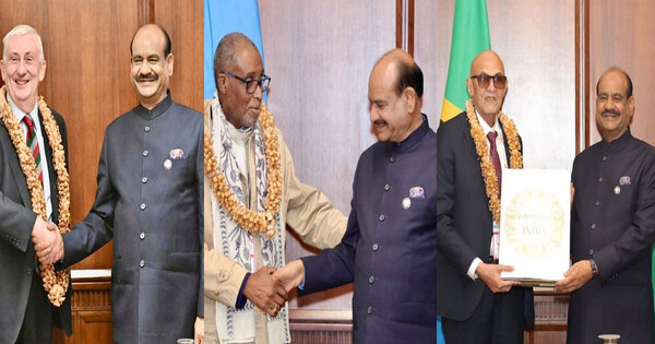 LS Speaker Om Birla meets Speakers of UK, Saint Lucia, Tanzania ...