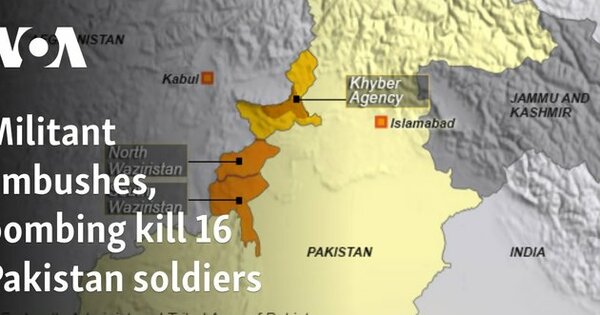Militant ambushes, bombing kill 16 Pakistan soldiers