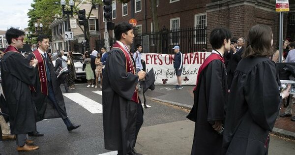 Harvard graduates stage commencement walkout over Gaza