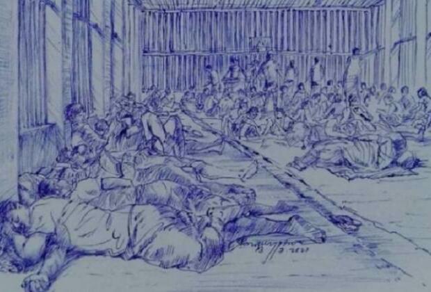 Artist's eye shows horrible conditions of Myanmar's Insein jail