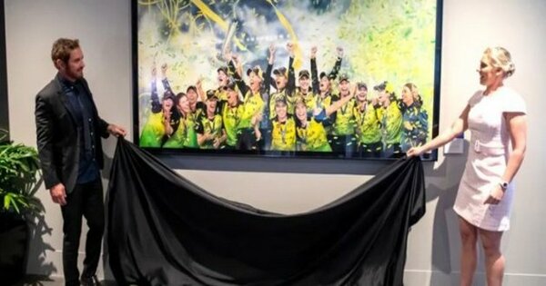 Australia women's cricket team immortalised in art at MCG