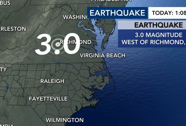 3.0-magnitude earthquake reported west of Richmond, Virginia