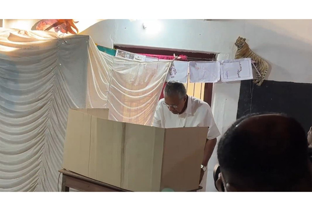 Kerala CM Pinarayi Vijayan casts vote for Kerala Local Body elections
